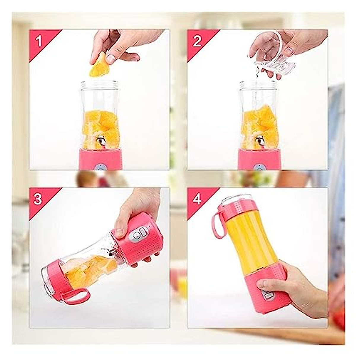 MODADA Portable Juicer USB Electric Blender Blender Fruit Smoothie Blender Cup Personal Food Processor Manufacturer Juice Extractor Mini blender for making shakes and smoothies for travel, kitchen, ca