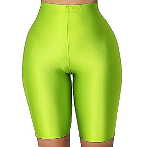 PESION Bike Shorts Women - Active Biker Yoga Shorts, Neon Green XX-Large