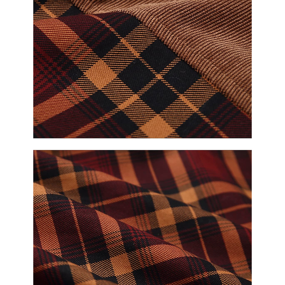 Haellun Men's Long Sleeve Sherpa Lined Shirt Jacket Flannel Plaid Fleece Coats (Medium, Coffee)