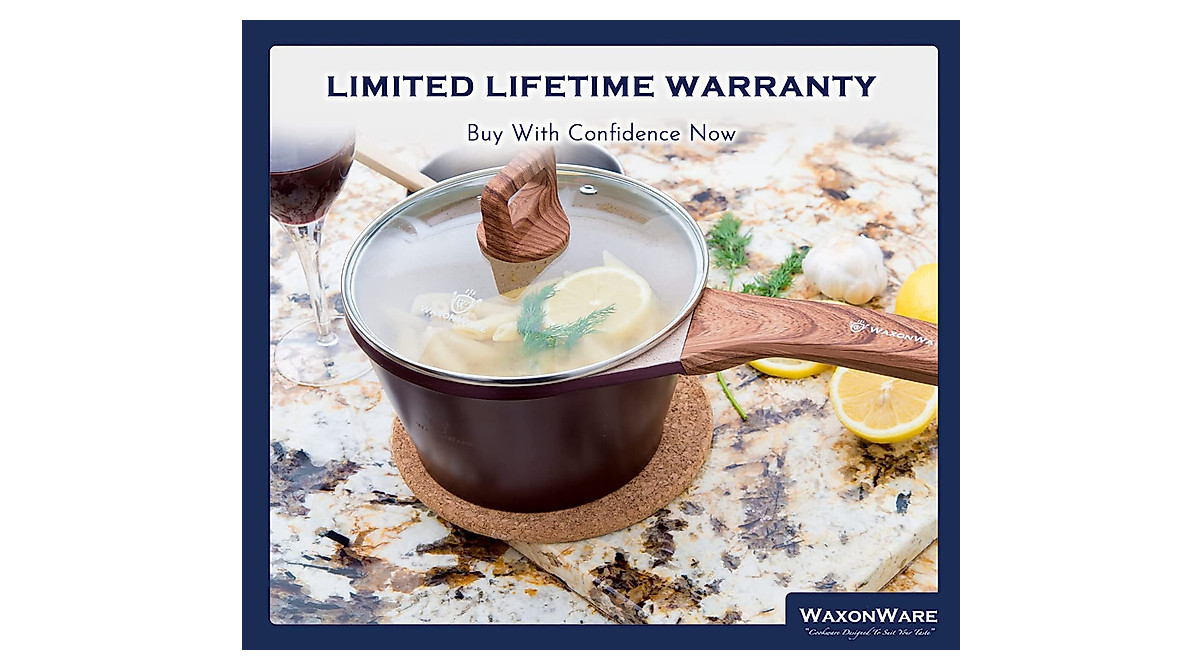 WaxonWare Non-Stick Saucepan & Wok Pot | Induction Compatible & Marble ...
