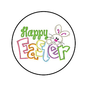 48 pcs Happy Easter Script Bright Pastels​​ Stickers Envelope Seals Labels Round Tags, Stamps Sticker for Gift Cards, Envelopes, Boxes for Holiday, Birthday, Christmas