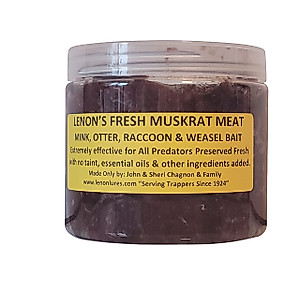 Lenon's Fresh Muskrat Meat Bait for Weasel, Mink, Otter and Raccoon (8 oz Jar)