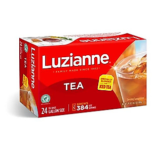 Luzianne Iced Tea Bags, Gallon Size, Unsweetened, 24 Count Box, Specially Blended For Iced Tea, Clear & Refreshing Home Brewed Southern Iced Tea