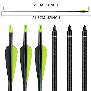 Huntingdoor Archery 31" Fiberglass Hunting Arrows Fiberglass Target Practice Arrows with Screw-in Tips for Recurve or Compound Bow(Pack of 12)