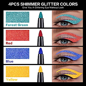 SUSIKEKI 10pcs Colored Gel Eyeliner Pencil With Built-in-Sharpener Set Chameleon Metallic Glitter Matte Eye Liner Waterproof Long Lasting Eye Makeup Pen White Black Brown Rainbow Eyeliners Gift Sets