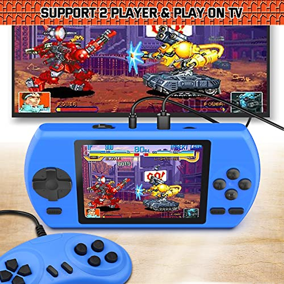 JAMSWALL Retro Handheld Game Console, Portable Retro Video Game Console with 400 Classical FC Games 2.8-Inch Screen 800mAh Rechargeable Battery Support for Connecting TV and Two Players(Blue)