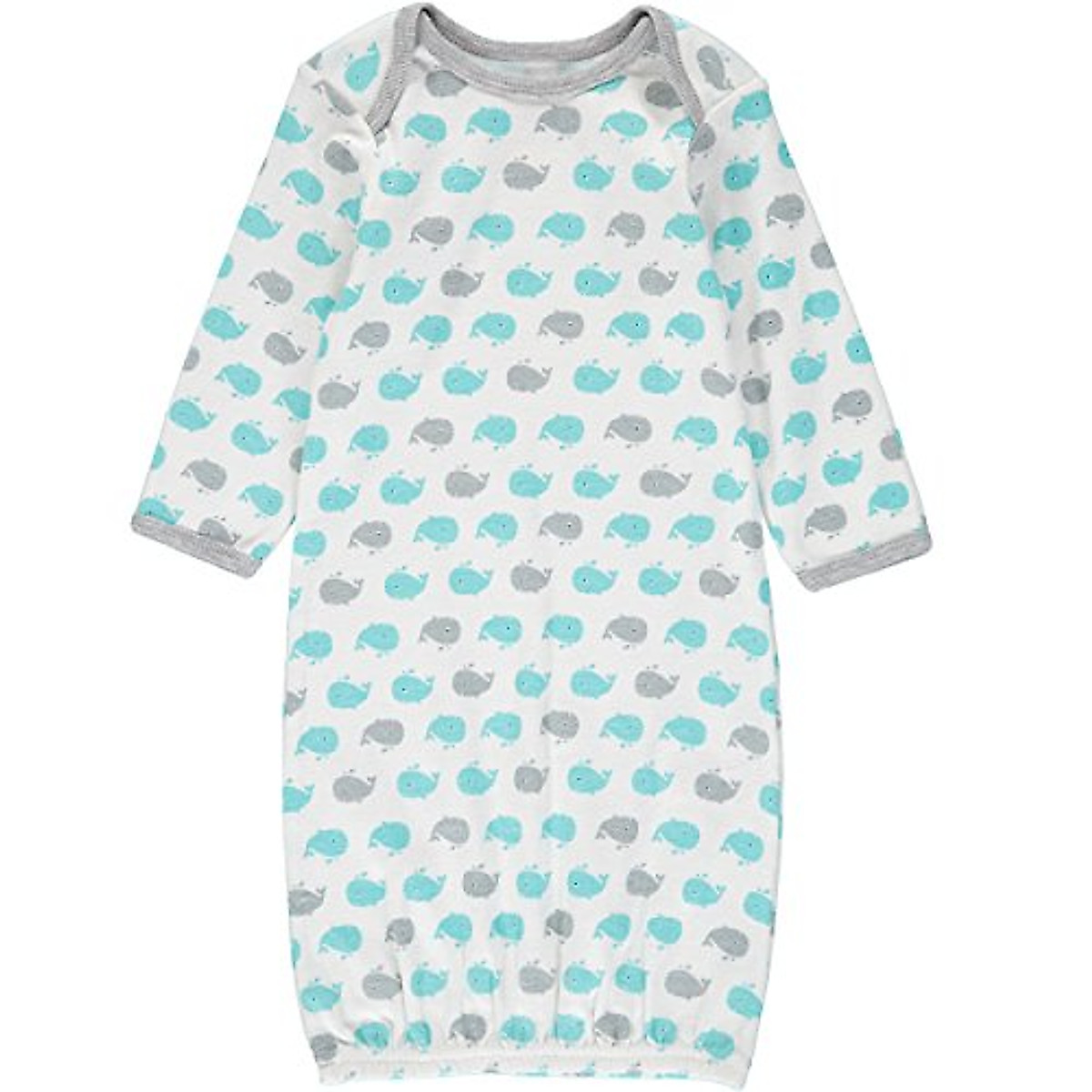 Wan-A-Beez Baby 3 Pack Printed Gown - Turquoise Whale,0-6 Months