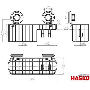 HASKO accessories - Powerful Vacuum Suction Cup Shower Caddy Basket for Shampoo - Combo Organizer Basket with Soap Holder and Hooks - Stainless Steel Holder for Bathroom Storage (Chrome)