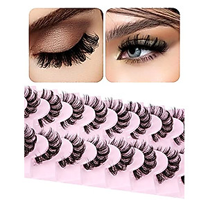 Russian Strip Lashes D Curl Fluffy False Eyelashes Wispy Fake Lashes Thick Volume Reusable Eyelashes Pack 9 Pairs by wtvane