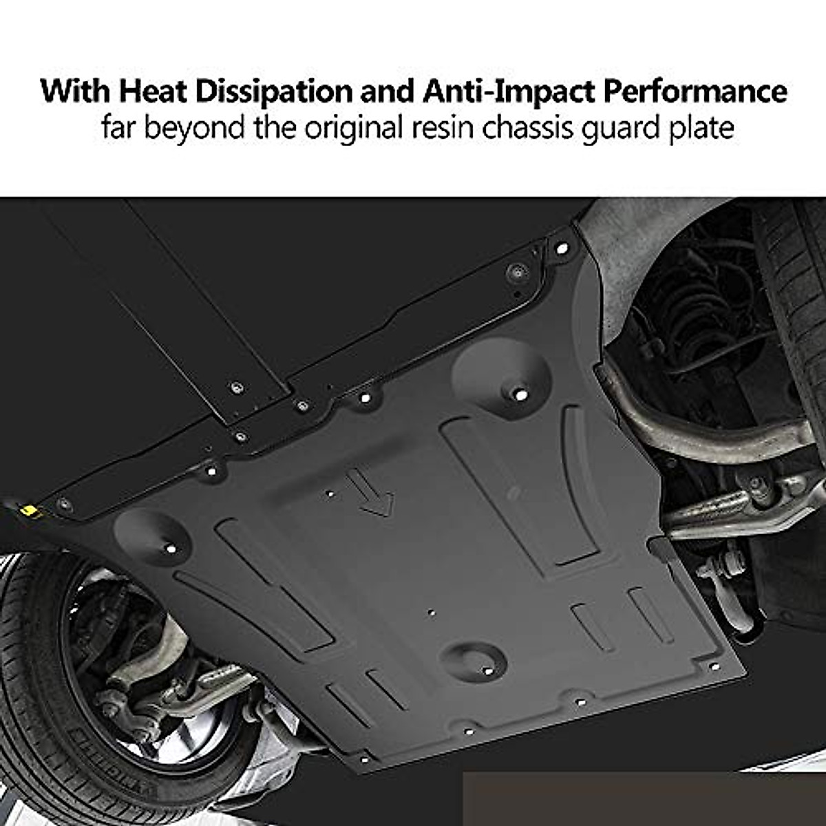 BMZX for Front Skid Plate Under Engine Guard for Tesla Model 3 2017-2024 & for Tesla Model Y 2020-2024 Front Chassis Guard Plate Splash Shield Cover All Weather Heavy Duty Protection