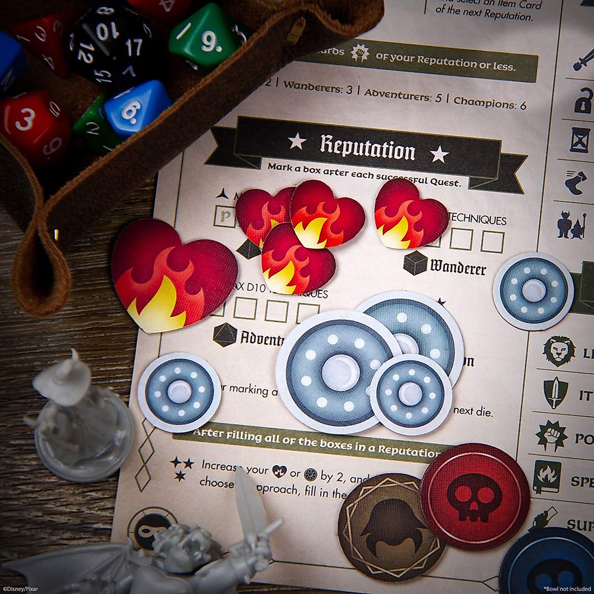 Quests of Yore: Barley's Edition | Role Playing Board Game Featured in Disney Pixar Onward Film | Officially Licensed Pixar Game | Featuring RPG Elements with Quest Master & D4, D6, D8, and D12 Dice