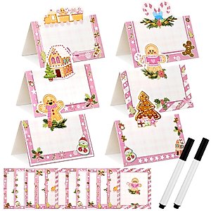 Eersida Christmas Pink Gingerbread Man Place Cards for Table Holiday Name Cards Gingerbread Man Table Name Cards Christmas Place Card Holders Colorful Birthday Place Cards for Christmas
