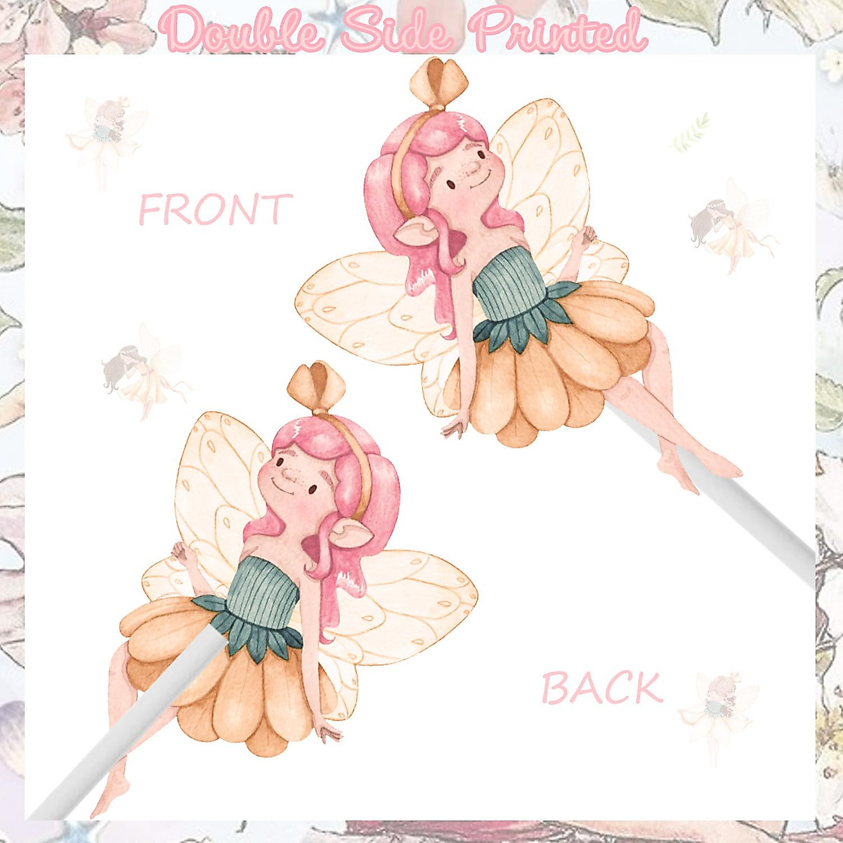 Fairy Cupcake Toppers Flower Fairy Party Cupcake Toppers 24Pcs Fairies Party Cake Picks Garden Birthday Party Decorations for Elves Theme Baby Shower Supplies