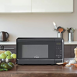 Walsh WSCMS311BK-10 Countertop Microwave Oven, 6 Cooking Programs LED Lighting Push Button, 1.1 Cu.Ft/1000W, Black