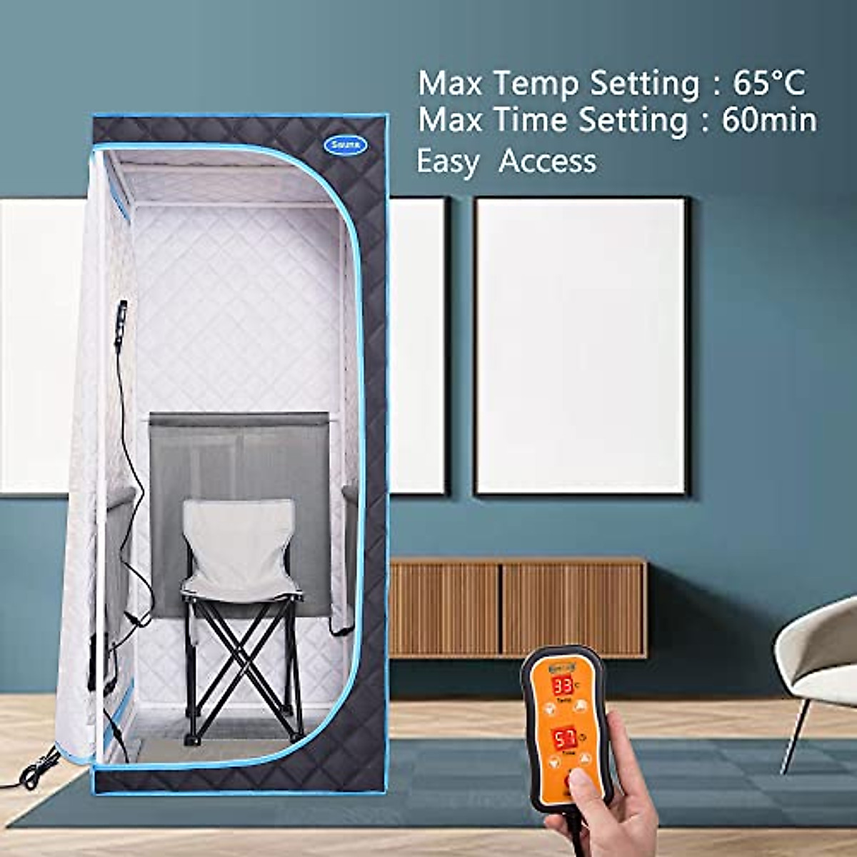 Xmatch Portable Far Infrared Sauna Tent, Full Size 700W, Max 60 Min Session Wire Controller (Infrared/Black)