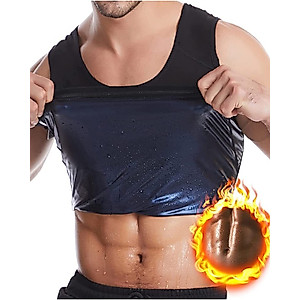 CGTFY Gynecomastia Compression Shirts Men Tank Top Sauna Sweat Shirts,Slimming Body Shaper Vest for Men Blue