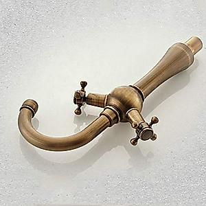 Kitchen Faucet Sink Tall Waterfall Spout Bathroom Vessel Sink Faucet Single Lever Countertop Mixer Tap Antique Brass