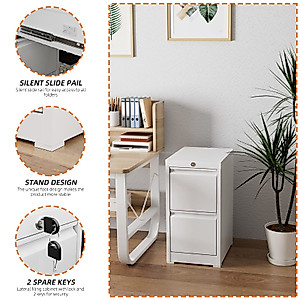 Aobabo 2 Drawer Vertical File Cabinet,Metal Office Files Storage Cabinet with Lock,Filing Cabinets for A4 Letter/Legal Size,14.96" W x 17.72" D x 28.3" H,White,Assembly Required………
