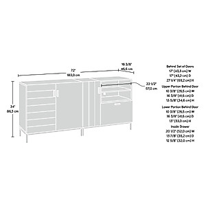 Sauder Anda Norr Credenza, for TVs up to 60", White Finish