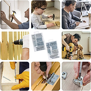KURUI Hanging Nails and Wood Screws Assorted Kit 256PCS, 110 Philips Flat Head Screws and 146 Picture Hanging Nails, 6 Sizes Small Nails and Small Screws Assortment with Organizer Box