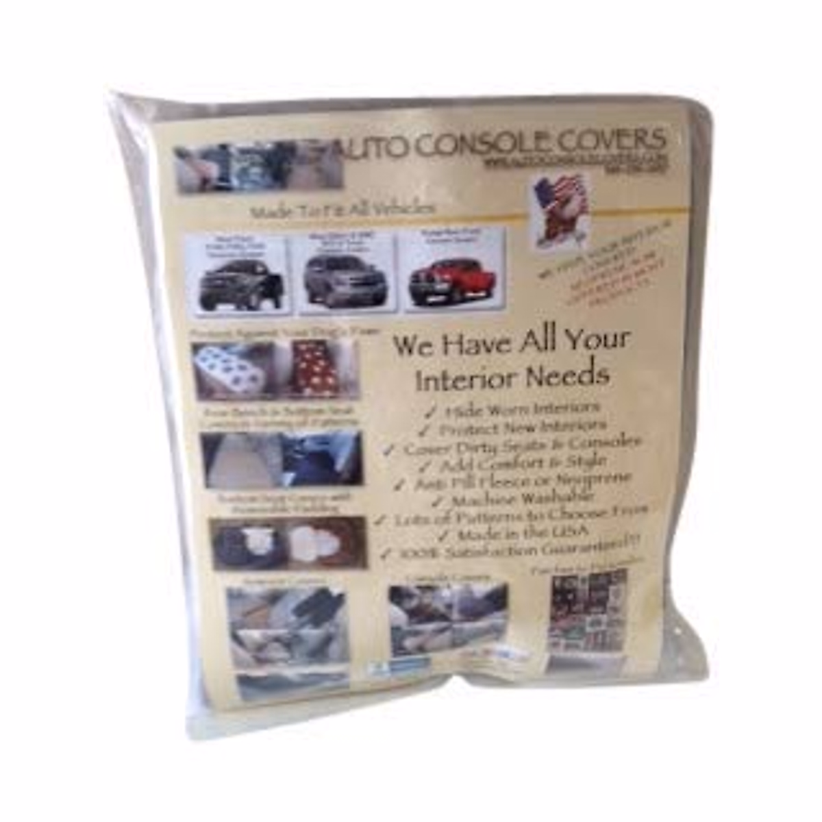 Auto Console Covers- Fits The Ford F-150 2015-2022 Center Console Armrest Cover Waterproof Neoprene Fabric (Gray)