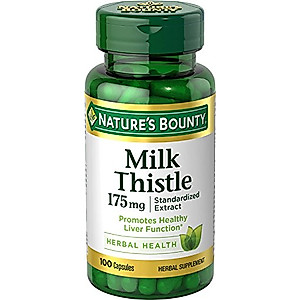 Nature's Bounty Milk Thistle, Herbal Health Supplement, Supports Liver Health, 175mg, 100 Softgels