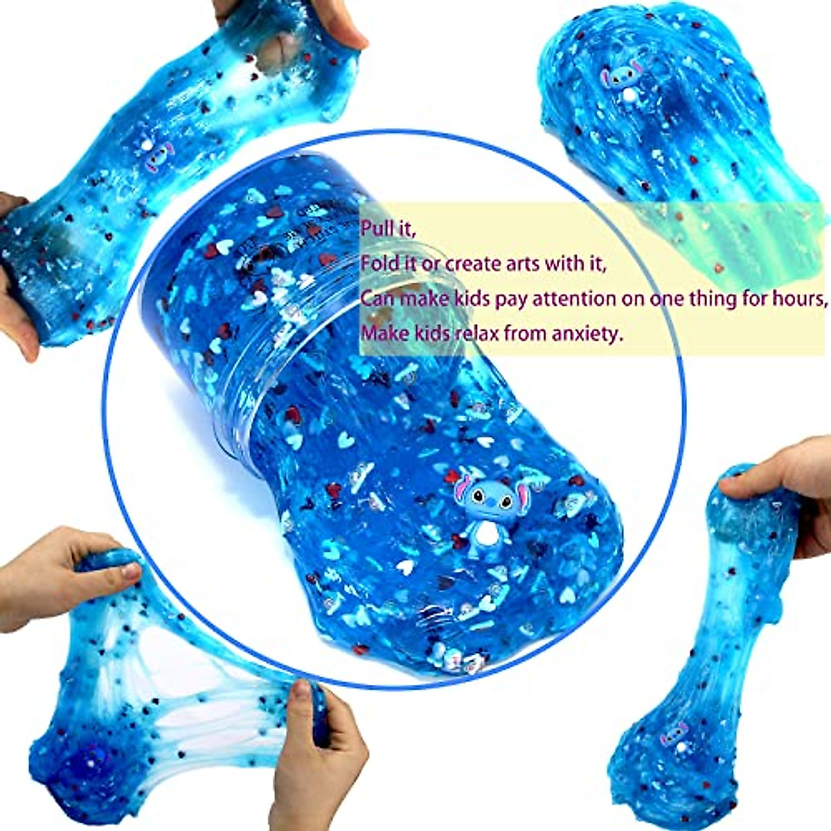 HFCHUPIN Blue Crunchy Crystal Slime,Super Soft Sludge Toy,Birthday Gifts for Kids,DIY Crystal Glue Boba Slime Party Favor for Girls & Boys.