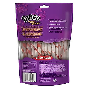 Dingo Twist Sticks 50 Count, Rawhide For Dogs, Made With Real Chicken, 50 Count (Pack of 1)