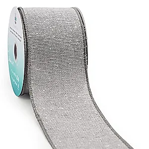CT CRAFT LLC Canvas Wired Ribbon for Gift Wrapping, Home Decor, Decoration DIYs and Crafts, 2.5 Inch x 10 Yards x 1 Roll - Gray