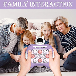 Upgraded Fast Push Game, Pop lt Game Light Up Fidget Toy Pocket Game for Kids Ages 3-12, Handheld Game Sensory Toy with 4 Modes Party Quick Push Fidget Toys, Birthday Gifts for Kids Boys Girls(Purple)