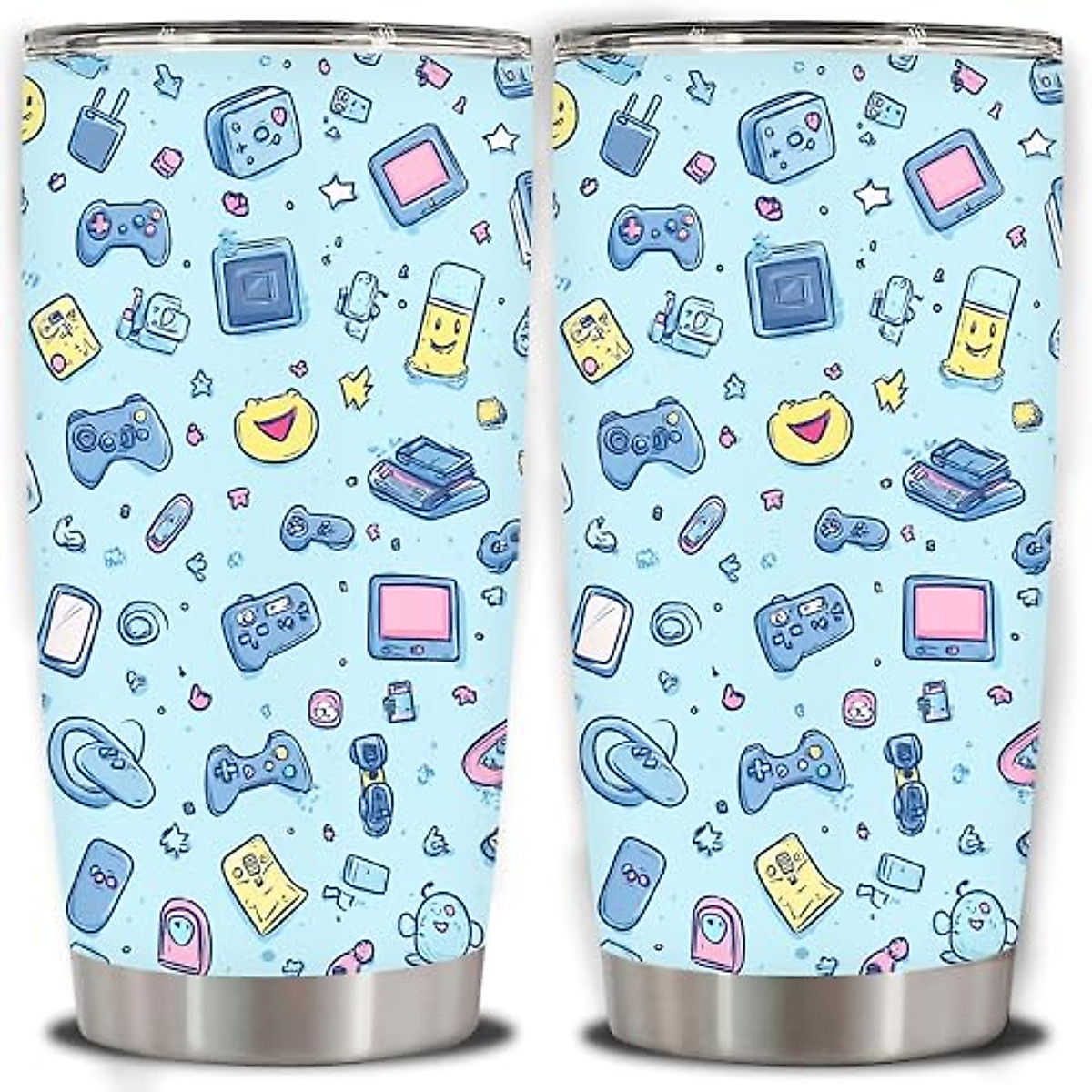 FOCIUZTA 20oz Playful Gaming Tumbler with lid, Travel Coffee Cup, Ideal for Easter, Gaming Enthusiast, Mother Day, and birthday gifts