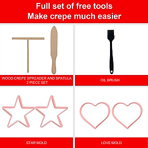 Health and Home Crepe Maker - 13 Inch Crepe Maker & Electric Griddle & Non-stick Pancake Maker-Crepe Pan (Silver-A)