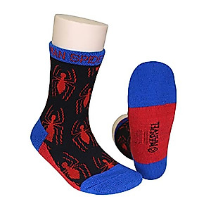 Marvel Super Hero Adventures Spider-Man Boys Toddler Crew Socks, 6 pack, Multicolor, 5-7 Years