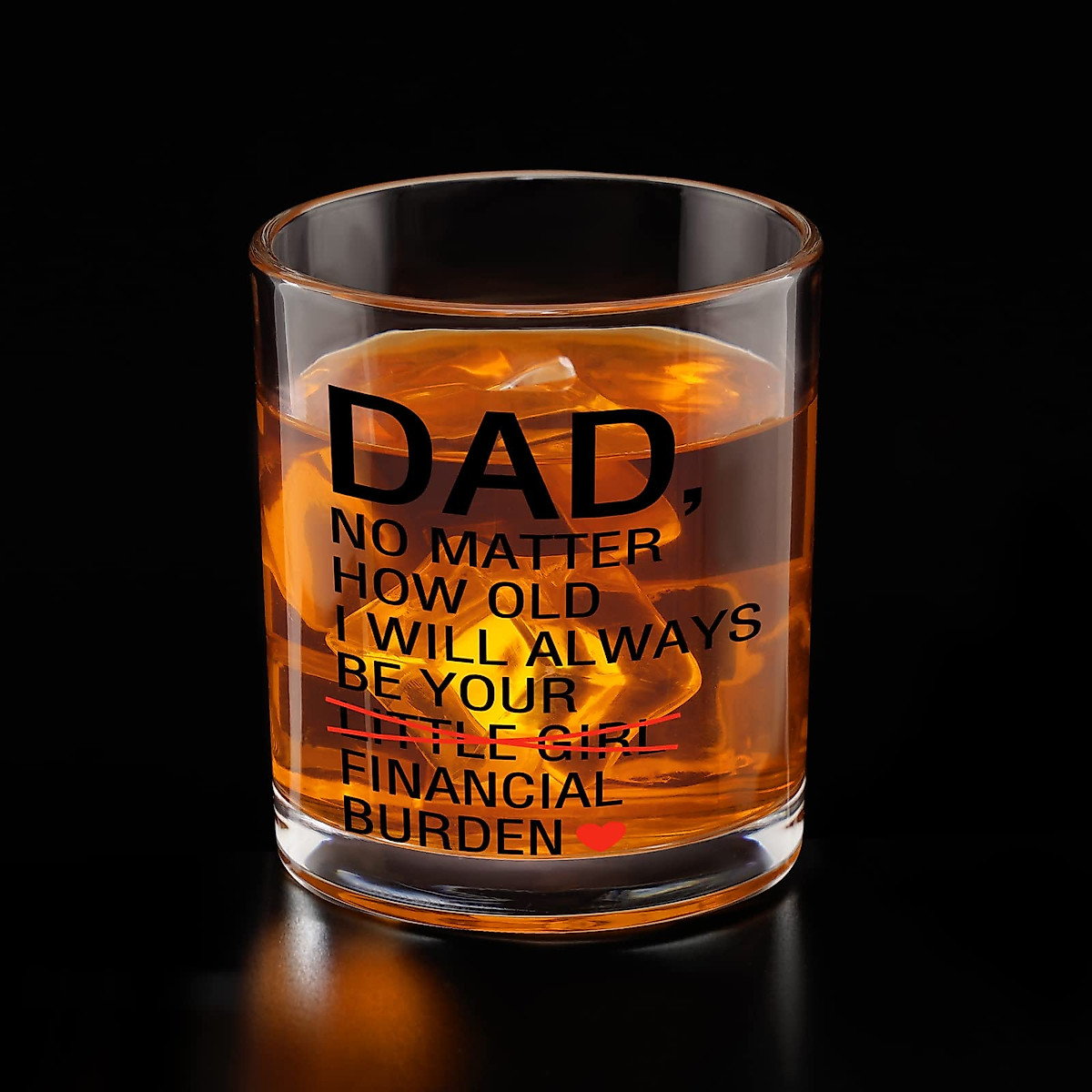 DAZLUTE Funny Whiskey Glass Gifts for Dad, Father’s Day Gifts Birthday Present Christmas Gifts for Dad Father Papa Daddy, Father Gifts Dad Gifts from Daughter, 10Oz Old Fashioned Glass