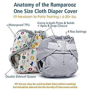 Kanga Care Rumparooz Double Leg Gusset Reusable Cloth Diaper Cover One Size Snap | Roozy 6-35 lbs
