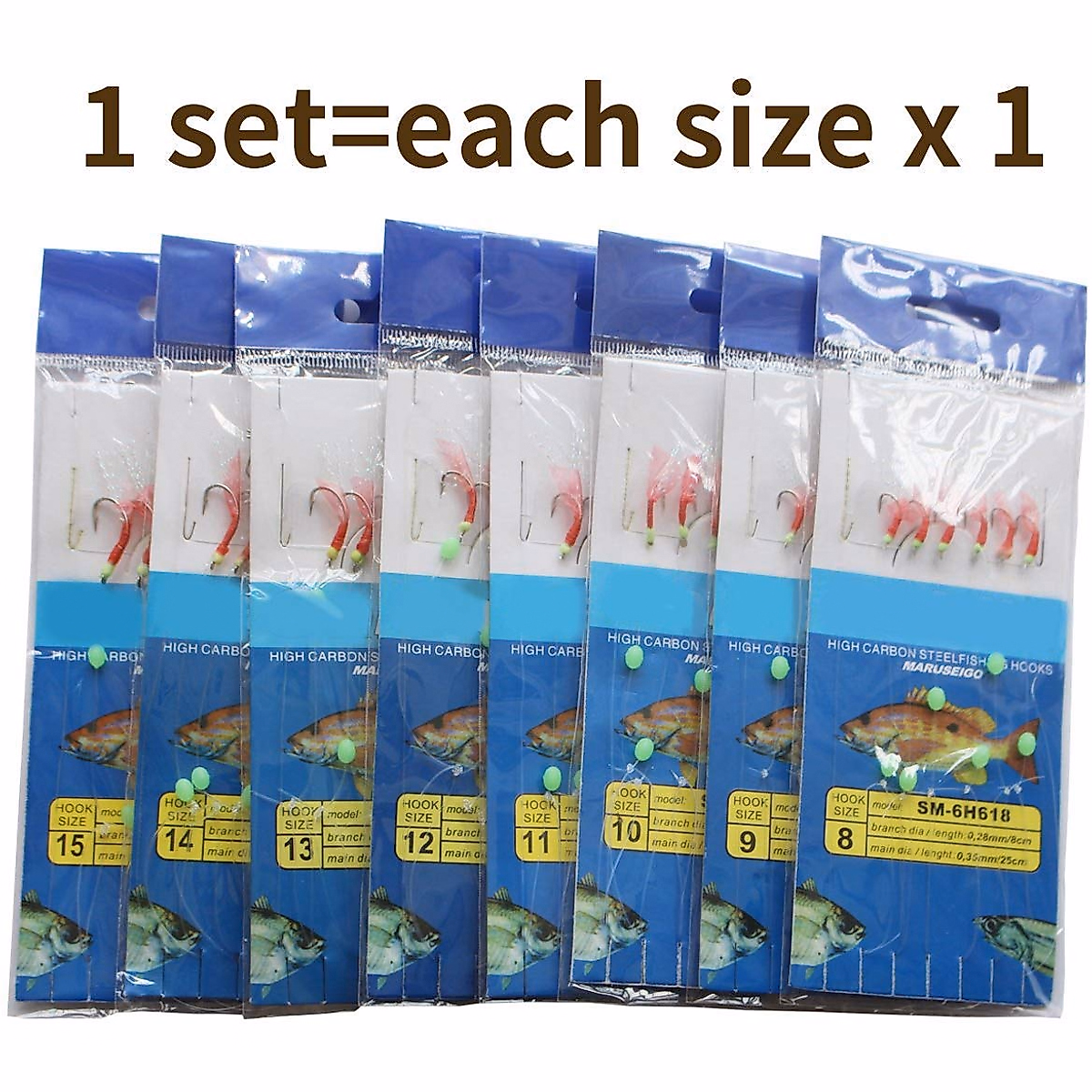 Bait Rig Assorted 16 Packs Freshwater/Saltwater Sea Fishing Rigs, Bait Rigs with Ball Bearing Swivel for Bass Trout Walleye Red Fish