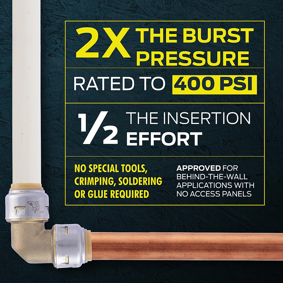 SharkBite Max 20 Inch Stainless Steel Braided Faucet Connector with 1/2 Inch Angle Stop Valve, 1/2 Inch FIP Faucet Connection, PEX Pipe, Copper, CPVC, PE-RT, HDPE, UR24657