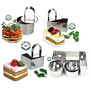 NewlineNY Stainless Steel Dessert Rings (12 Pcs) Round Square Rectangular Appetizers Molded Salads, Cakes Mousse Molding Layering Cake Cutter