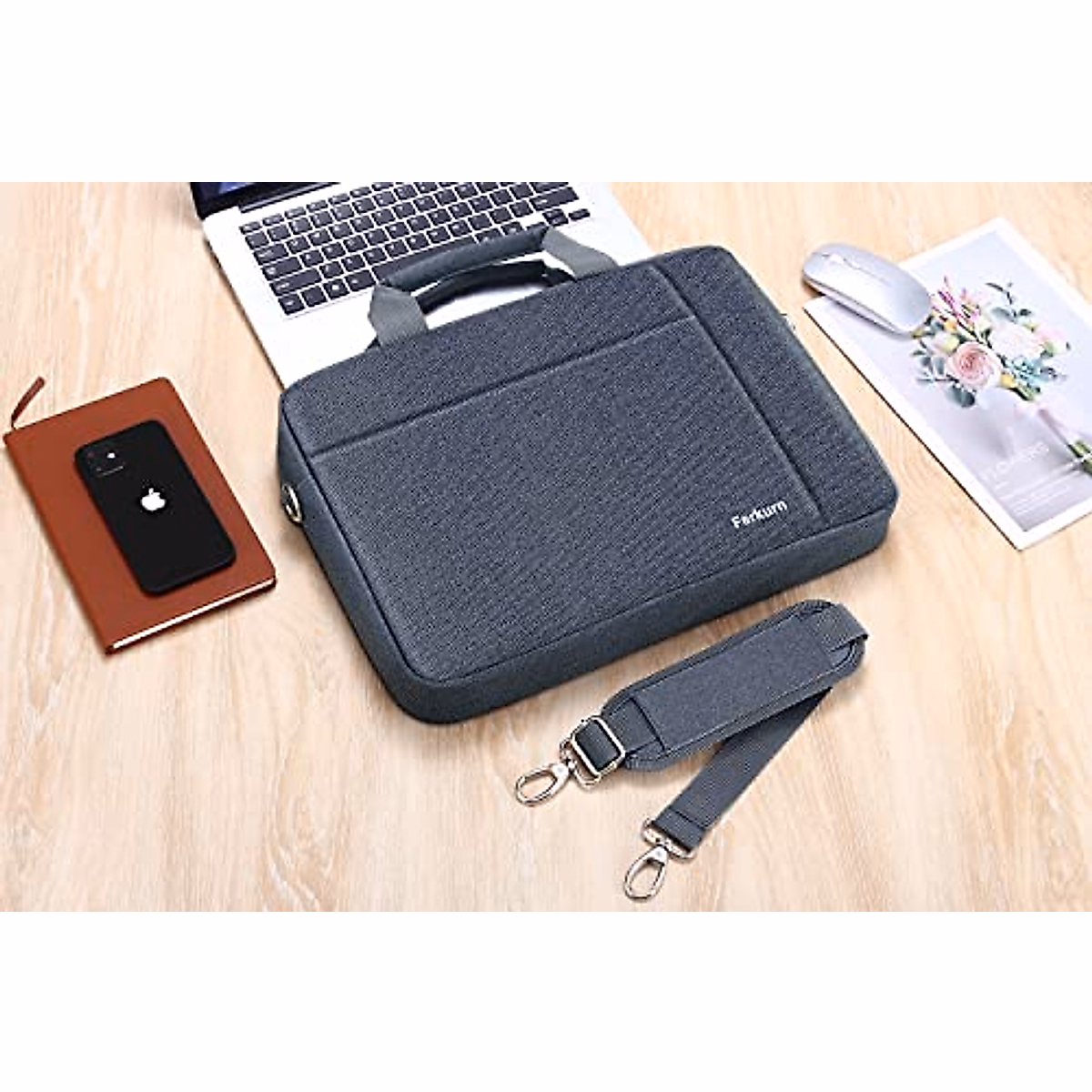 Ferkurn 17 17.3 Inch Laptop Bag Women Men Computer Bag for HP Envy Pavilion Omen/LG Gram/MSI/Dell Inspiron XPS/Lenovo Thinkpad/ASUS/Acer, Shoulder Strap Carrying Briefcase Messenger Bag Large Case