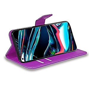 WenTian Realme 7 Pro Case, CaseExpert® Premium Leather Kickstand Flip Wallet Bag Case Cover for Realme 7 Pro Purple