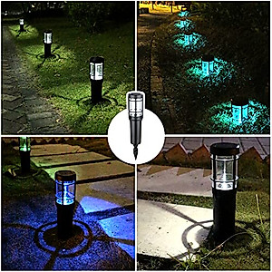 HFVLITE 8-Pack Solar Pathway Lights, RGB Color Changing+Daylight LED Solar Lights Outdoor Landscape Lights, IP65 Waterproof Garden Decor Light for Path Walkway Driveway Patio Yard Lawn