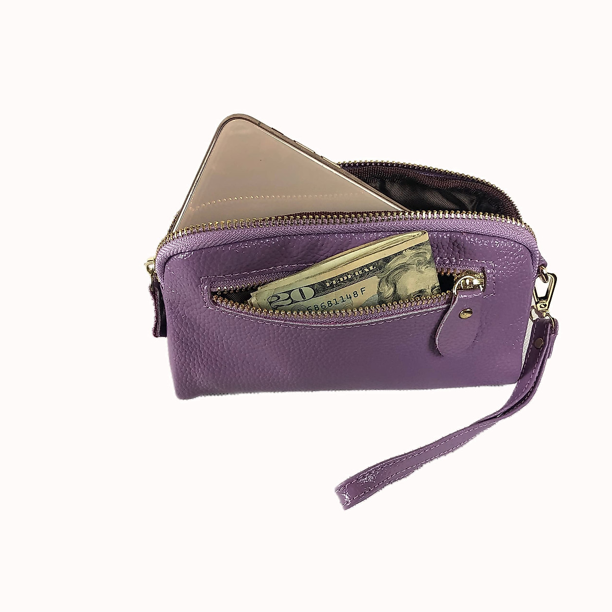 Women's Genuine Leather Wristlet Clutch Cell Phone Purse