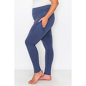 YOGALANDUSA Women's Yoga Workout Leggings – Plus Size High Waisted 4 Way Stretch with Zipper Pocket Casual Active Pants CYP1031PX V.Denim 3X