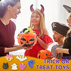 36PCS Halloween Mochi Squishy Toys with Pumpkin Bucket, WOXAFO Halloween Party Favors, Assorted Halloween Squeeze Gift Bulk Pumpkin Ghost Spider Squishies Toy for Kids