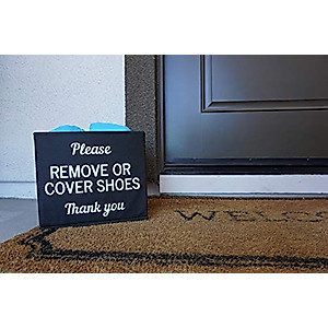 RE GOODS Shoe Covers Box - Real Estate Agent Supplies , Disposable Shoe Bootie Holder For Realtor Listings and Open Houses , Please Cover or Remove Shoes Bin , Shoe Bootie Basket