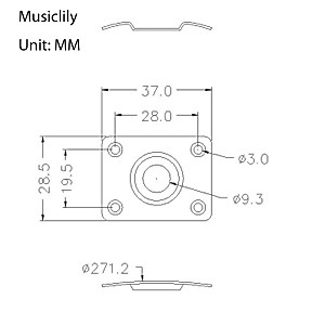 Musiclily 1/4" Rectangular Guitar Output Jack Plate Input Jack Socket Plate for Les Paul LP Tele Style Electric Guitar Bass, Gold