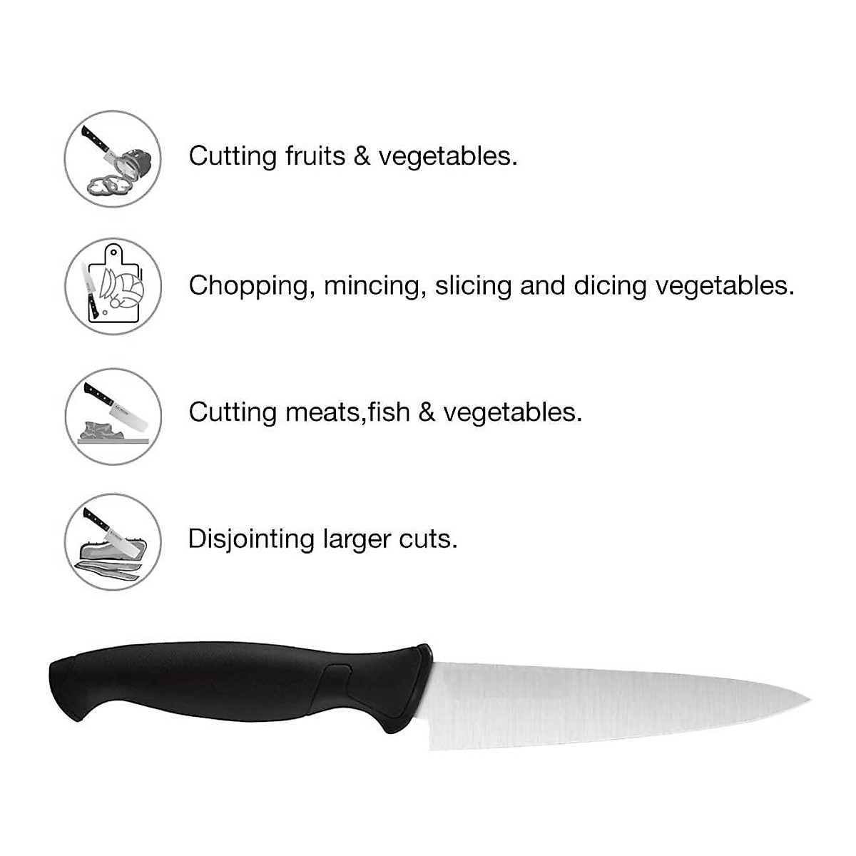 Kreyam's 24 Cm Paring Knife | High-Carbon Stainless Steel Kitchen | Ultra Sharp Cooking Knife with Ergonomic Non-Slip Handle | Scratch Resistant | Meat and Vegetable Cutter Clever | Sharp Blade-Silver