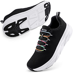 STQ Slip on Sneakers for Women Lightweight Walking Shoes for Workout Indoor Gym Running Black Multi US 7.5