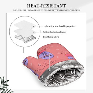 Funny Sayings Pink Oven Mitts Set of 2 Silicone Oven Gloves Heat Resistant for Kitchen Cooking BBQ Baking Grilling
