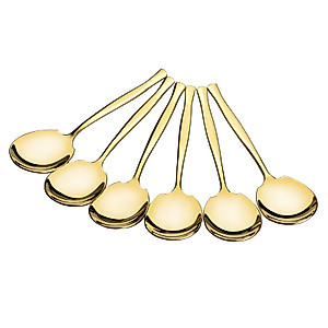 Cinkyou Large Serving Spoons set of 6 Pieces, Stainless Steel Large Buffet Serving Utensils, Gold